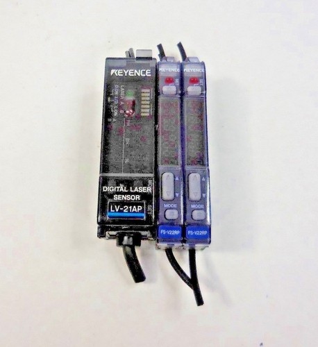 Keyence LV-21AP Digital Laser Sensor + FS-V22RP x2 Qty (RFE Cords Cut ...