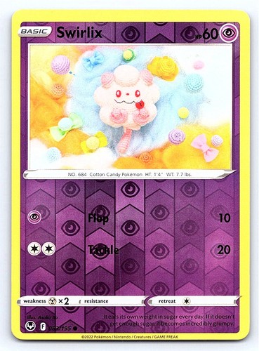 Swirlix 083/195 Reverse Holo Silver Tempest Pokemon Card - NM Near Mint ...