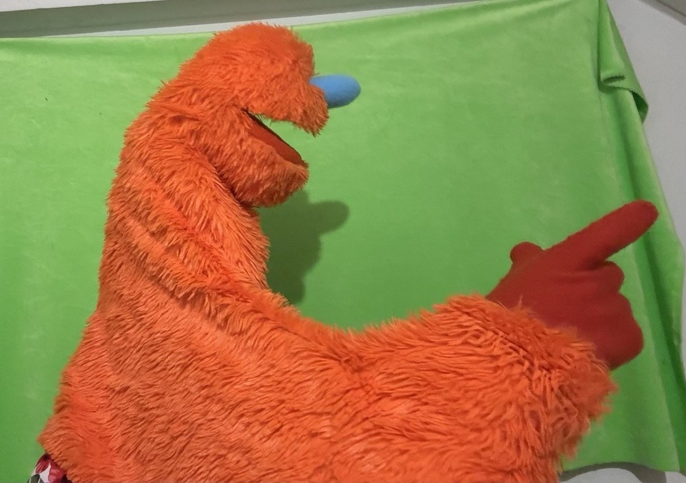 Professional orange live hand monster puppet | eBay