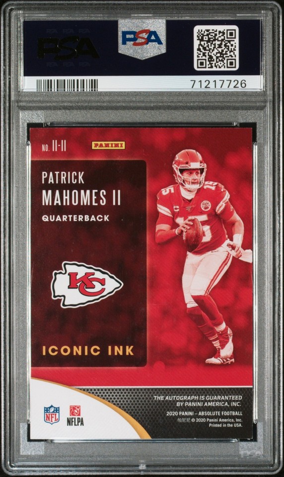 2020 PANINI ABSOLUTE ICONIC INK PATRICK MAHOMES II 1/5 PSA AUTHENTIC ...