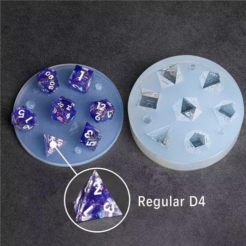 DND Sharp Edge Dice Silicone Mold for 7Pcs Resin Set- High A-regular D4 ...