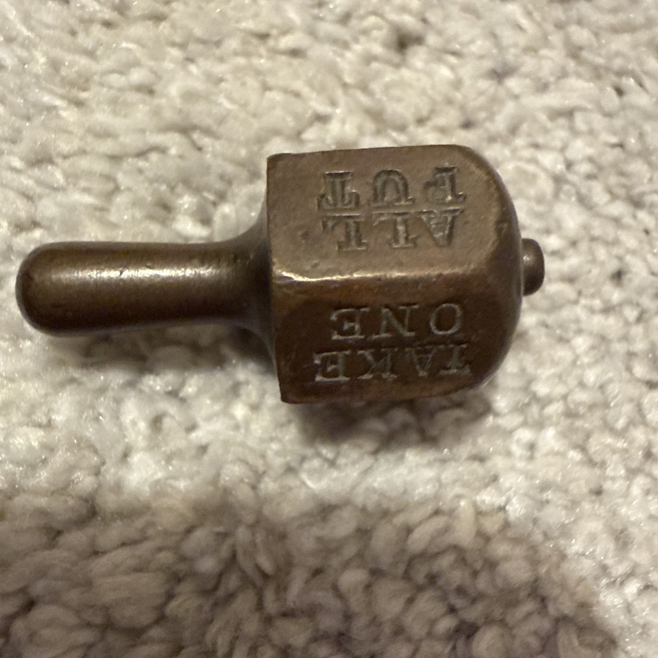 Vintage brass spinner put and take Teetotum game Antique | eBay UK