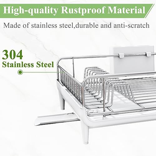 Expandable Stainless Steel Dish Drying Rack Large Dish Drainer with Pan ...