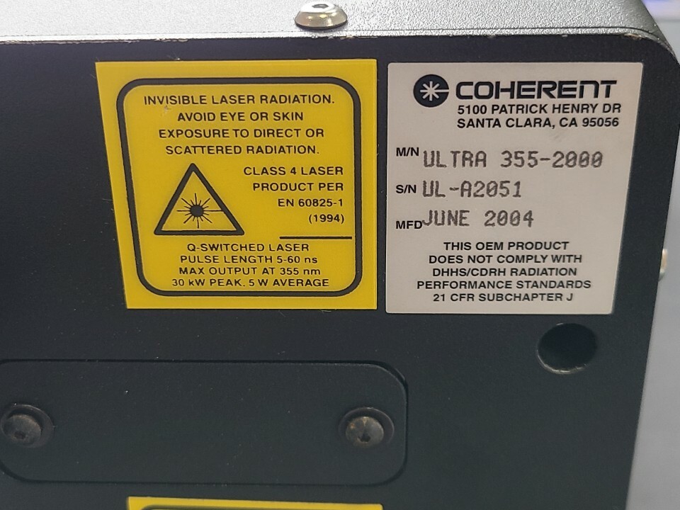 COHERENT AVIA ULTRA 355-2000 LASER& Solid State Recirculating Chiller ...