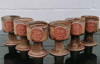 Vintage 1970s Tremar Pottery Celtic Cross Wine / Beer Goblets - Set of ...