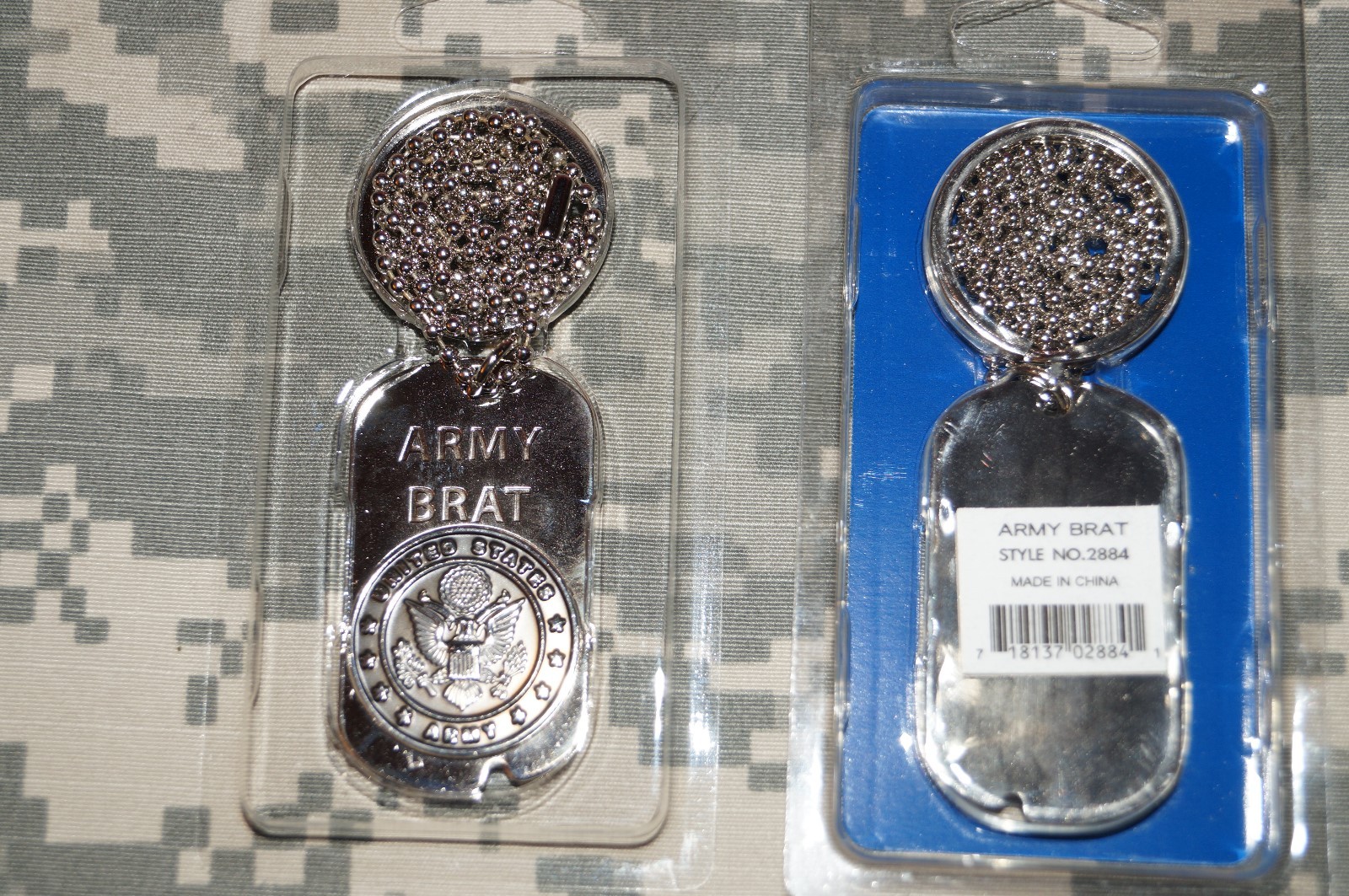 Key Chain U S Army - ARMY BRAT Dog Tag with chain necklace Silver | eBay