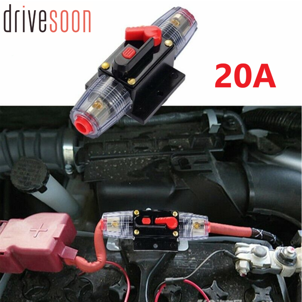 New 20 Amp In-Line DC Circuit Breaker Fits Solar/Audio/Car/RV 20A Fuse ...