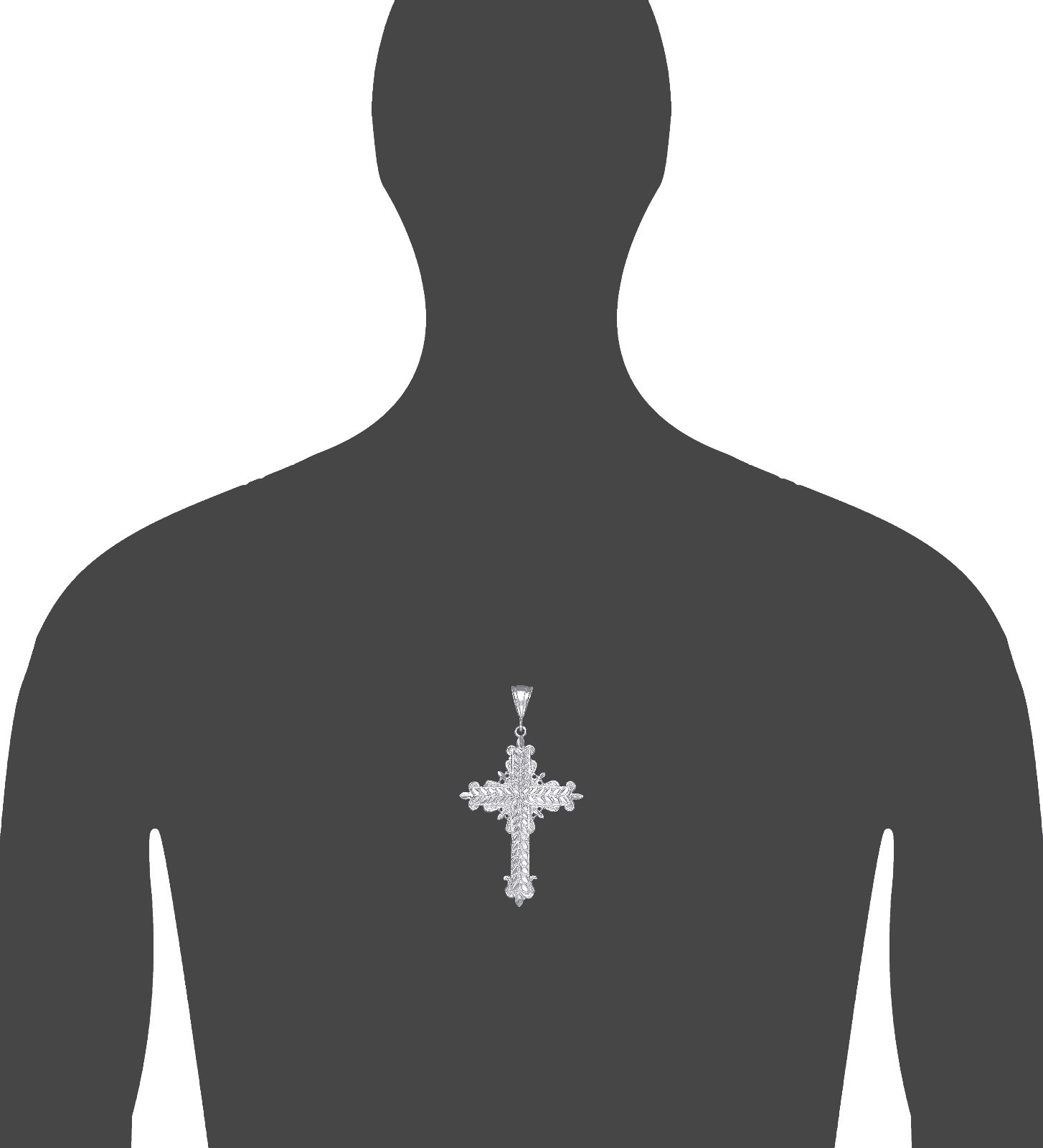 Large Sterling Silver Cross without Jesus Pendant Necklace with Diamond ...