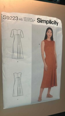 Simplicity S9223 Asymmetrical Pleated Dress Sewing Pattern size 6 8 10 ...