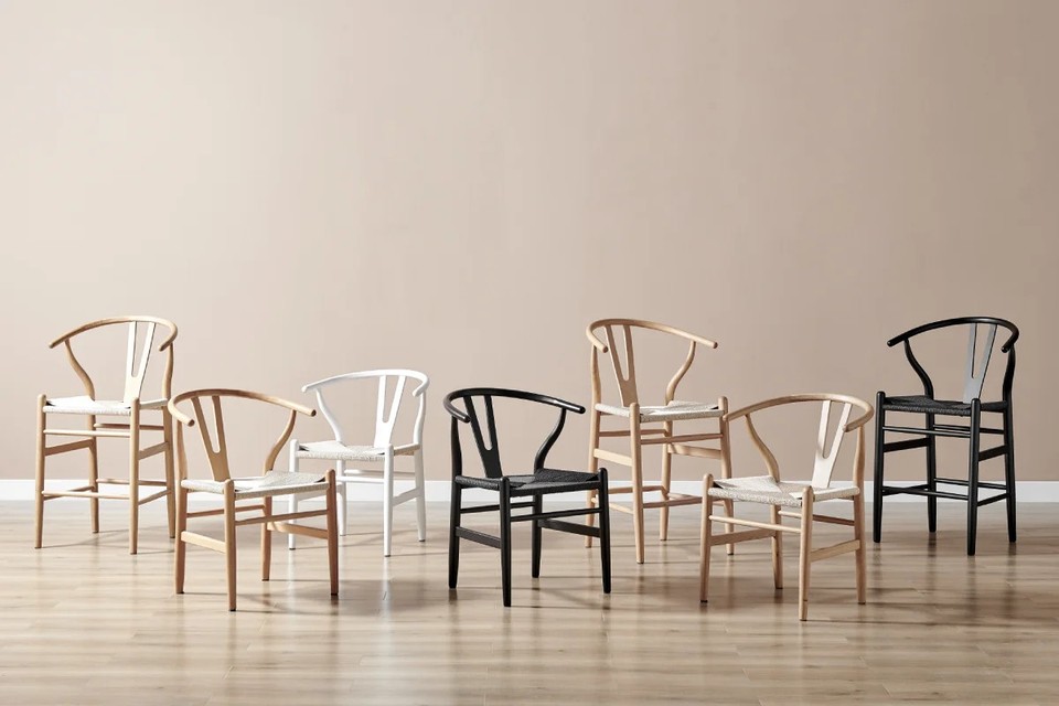 Matt Blatt Hans Wegner Wishbone Stool Replica (Beech Wood Black/Black ...