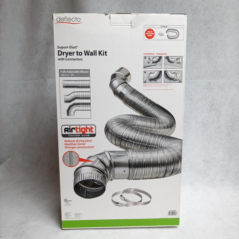 Deflecto Dryer Vent Hook Up Kit Air Tight 4 in. Pipe and Semi Rigid ...