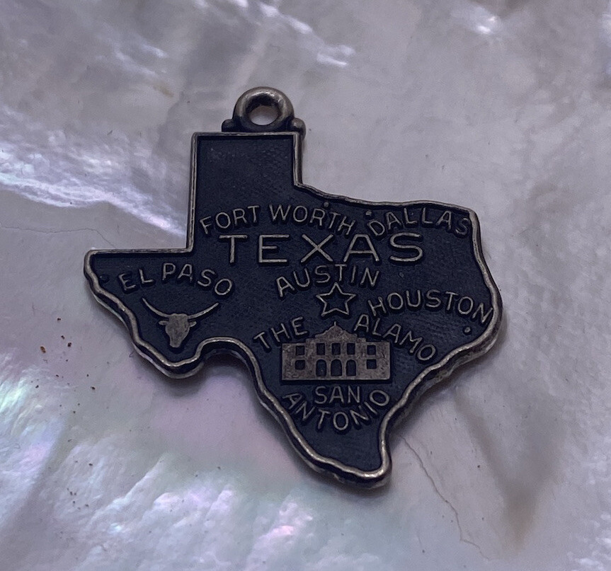 VINTAGE STERLING SILVER TEXAS STATE MAP CHARM - Gem