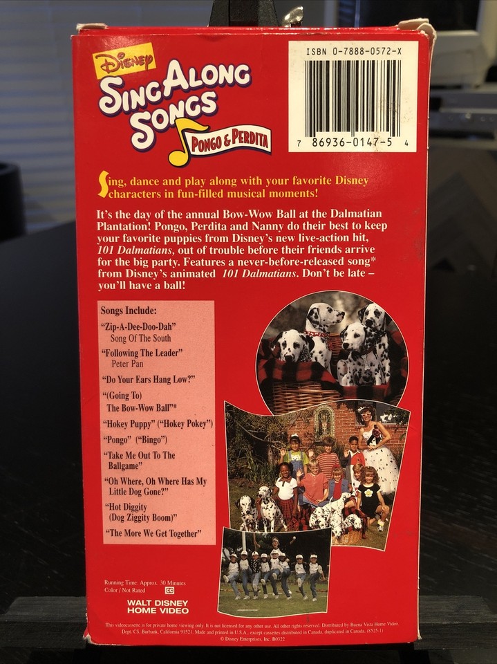 Disneys Sing Along Songs 101 Dalmatians: Pongo and Perdita (VHS 1996 ...
