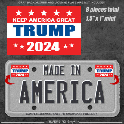 8x Trump president America license plate USA 2024 sticker MAGA hard hat ...