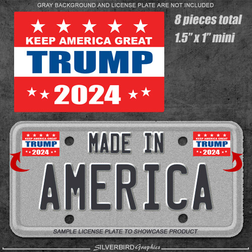 8x Trump president America license plate USA 2024 sticker MAGA hard hat ...