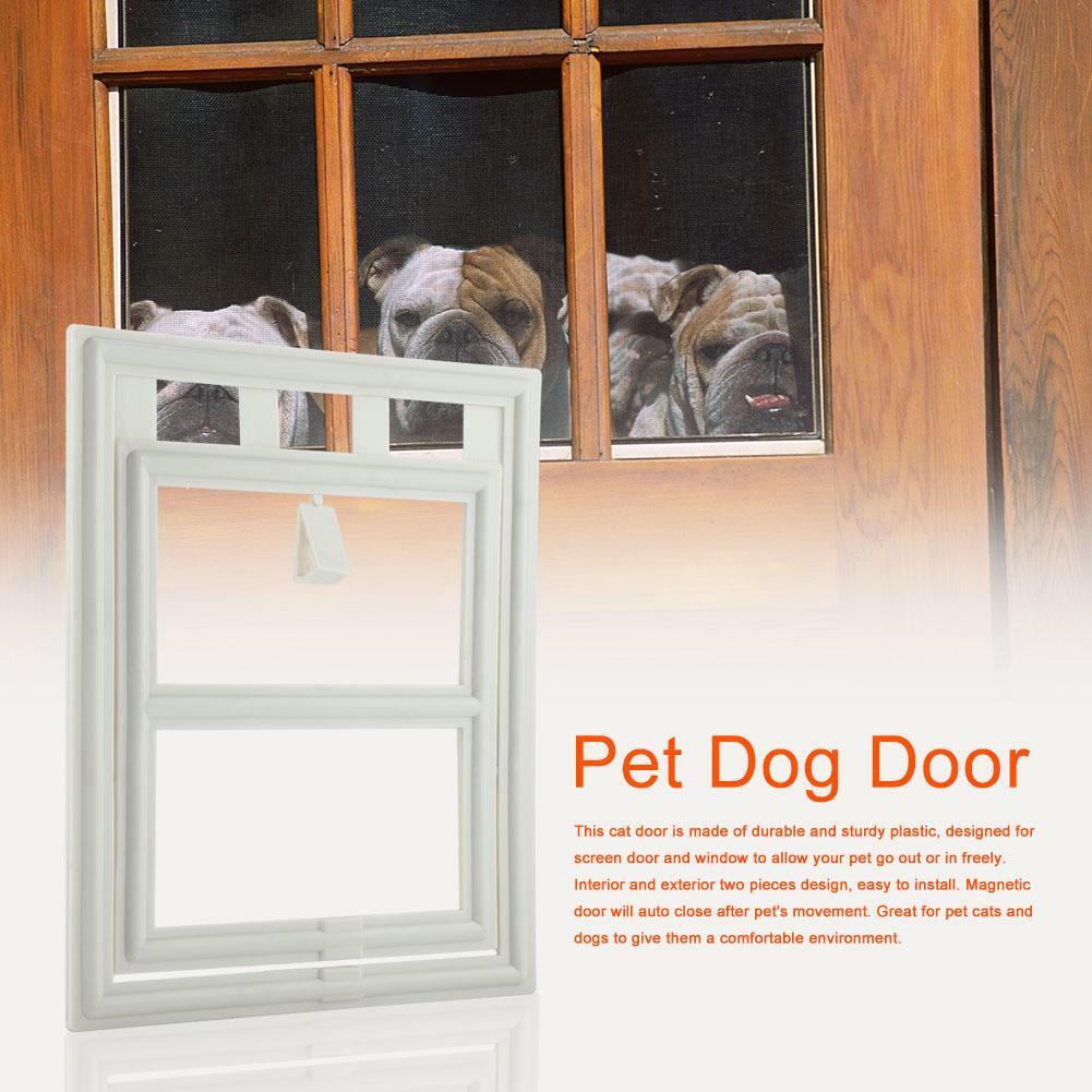 2 Way Pets Cat Dog Magnetic Lock Lockable Safe Flap Door Gate Frame ...