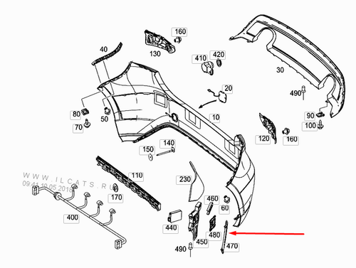 MERCEDES-BENZ A-CLASS W176 Rear Bumper Left Grille Trim A1768850053 NEW ...