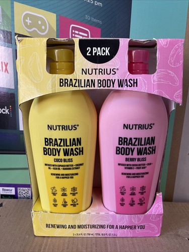 Nutrius Brazilian Body Wash Coco Bliss & Berry Bliss 25.4 Fluid Ounce 2 ...