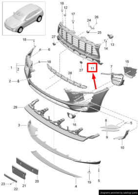 PORSCHE MACAN 95B Front Bumper Lower Grill 95B807683H1E0 NEW GENUINE ...
