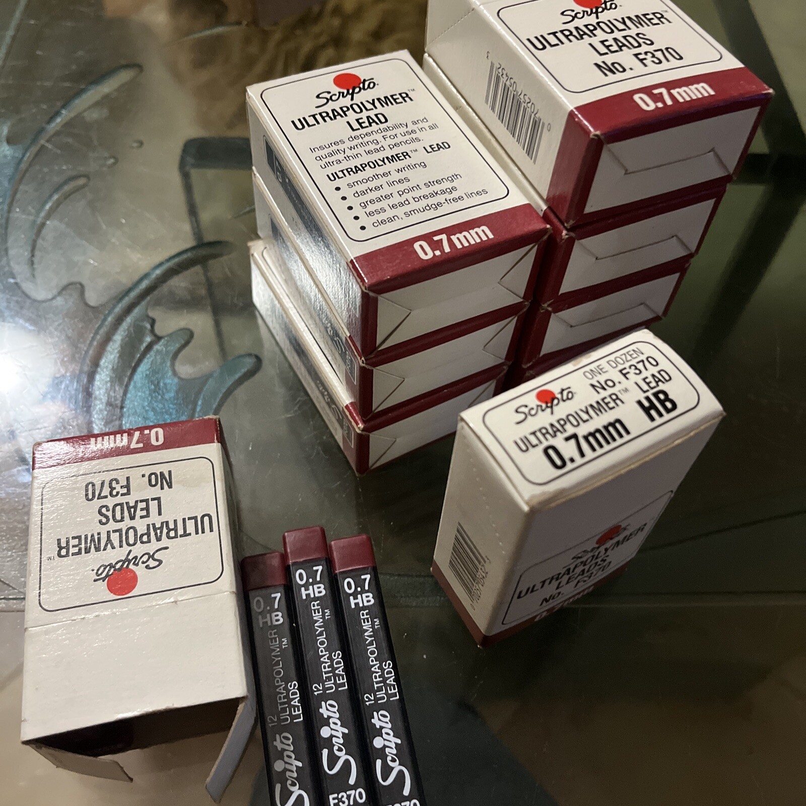 Vintage Scripto F370 Ultra polymer Pencil Leads - 0.7mm x 60m 8 Box Lot ...