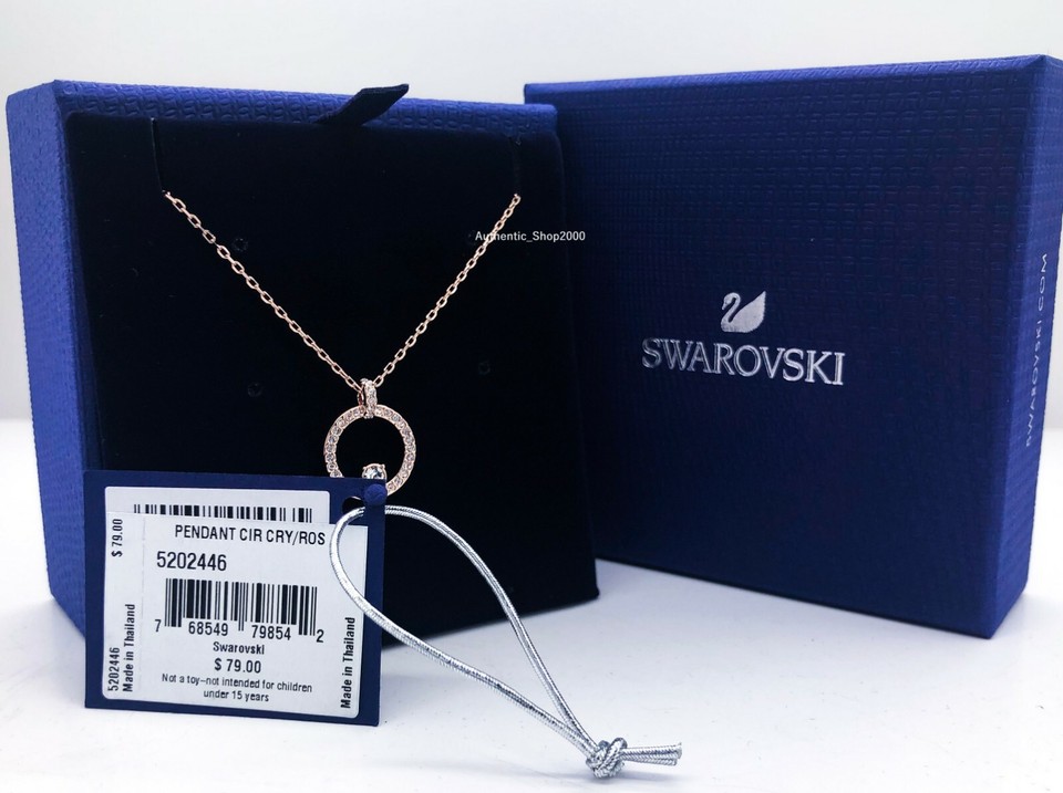NEW SWAROVSKI Rhodium Rose Gold Crystal Pave Creativity Circle Pendant ...