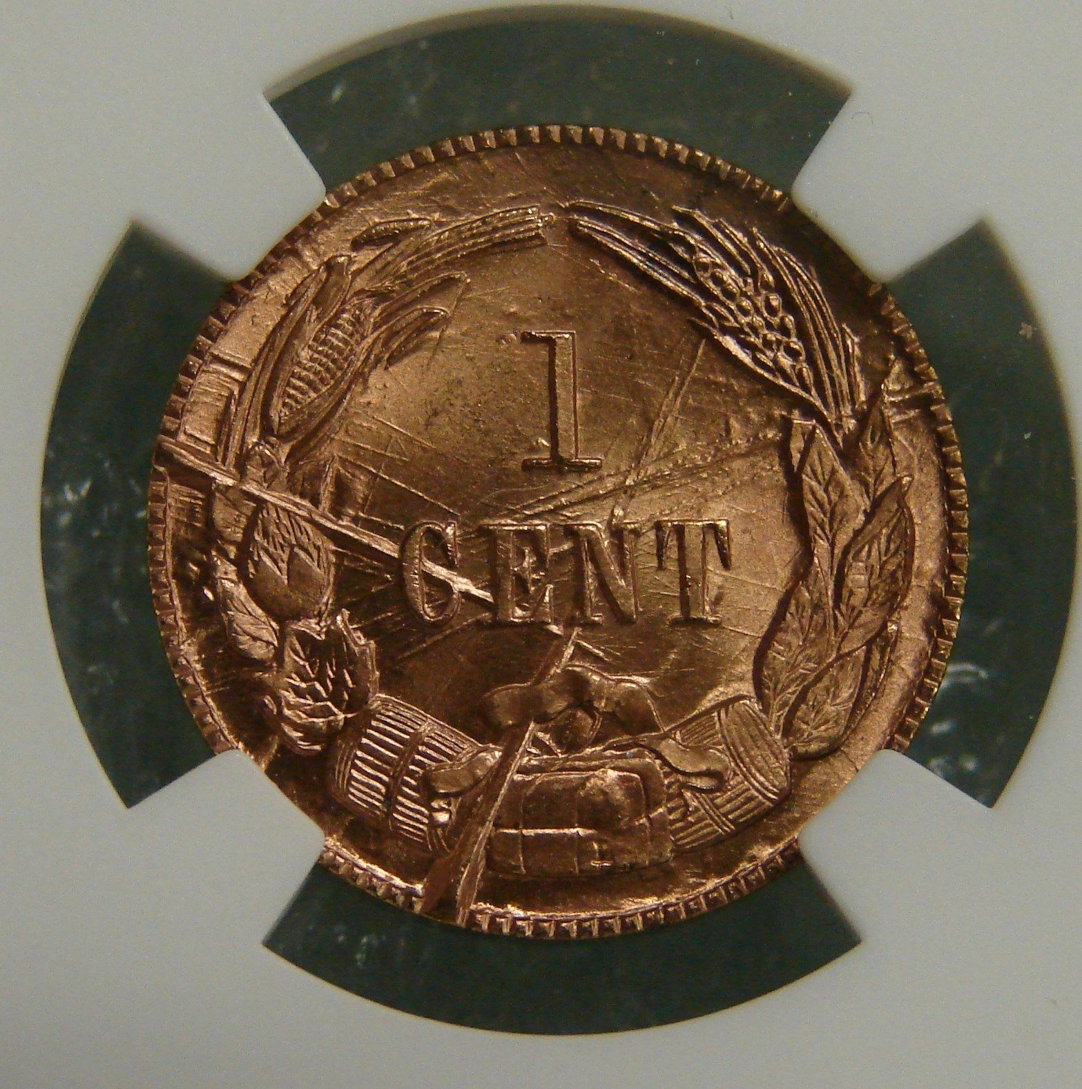(1961) 1C CSA Bronze, Bashlow Restrike Token, Defaced Dies MS68 Red NGC ...