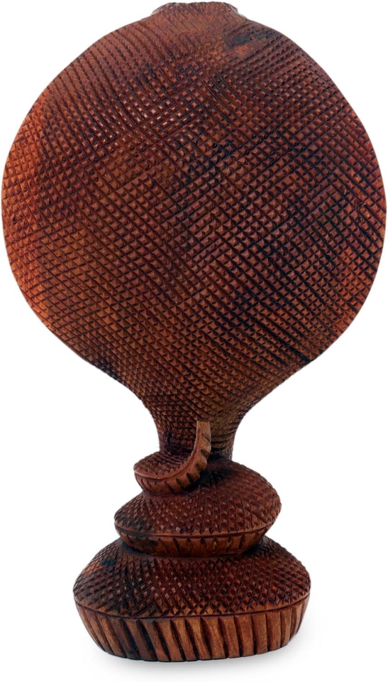 Hand Carved Brown Natural Grain Wood Snake Sculpture, 9.75" Tall 'Cobra ...
