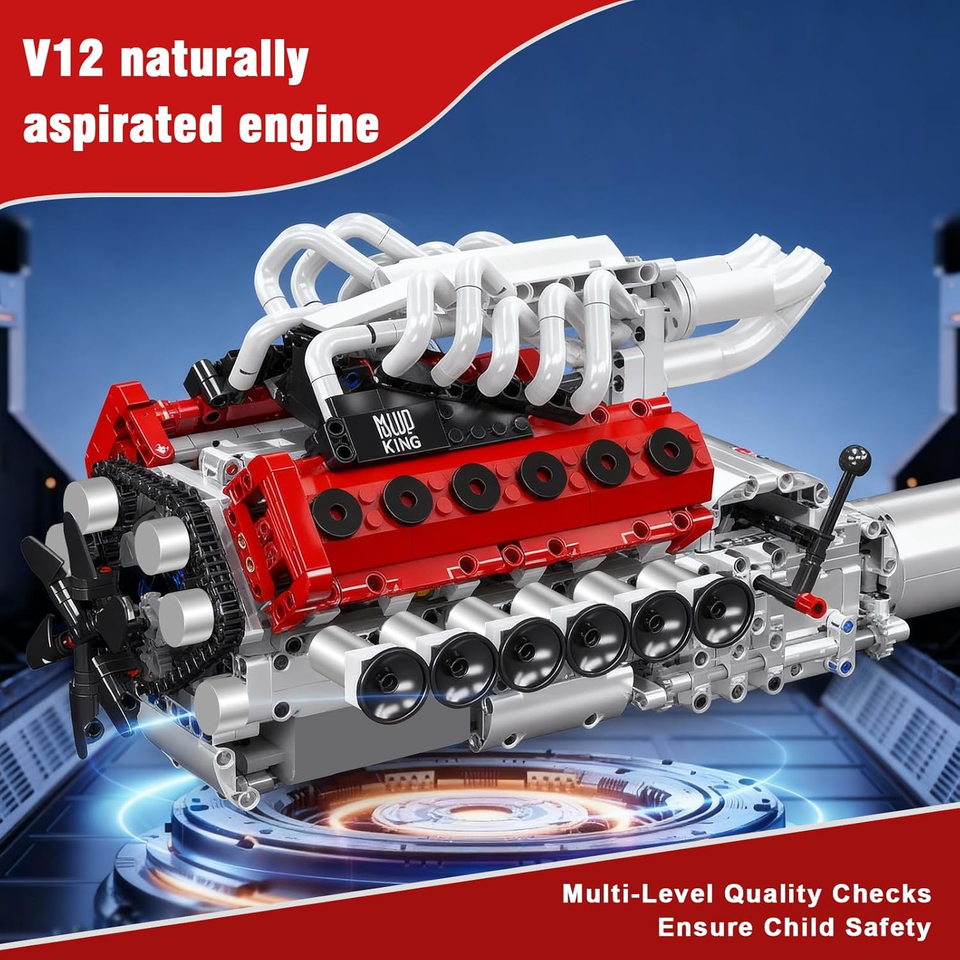 V12 Engine Model Kit - 1366 Pcs DIY Building Set for Adults 14+ STEM ...