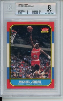 MICHAEL JORDAN BGS 8 1986-87 FLEER BASKETBALL #57 ROOKIE CARD BULLS 9 ...
