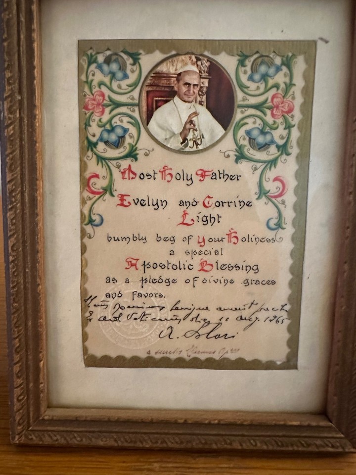 1965 Pope Paul VI Signed Inscribed Apostolic Papal Blessing | eBay