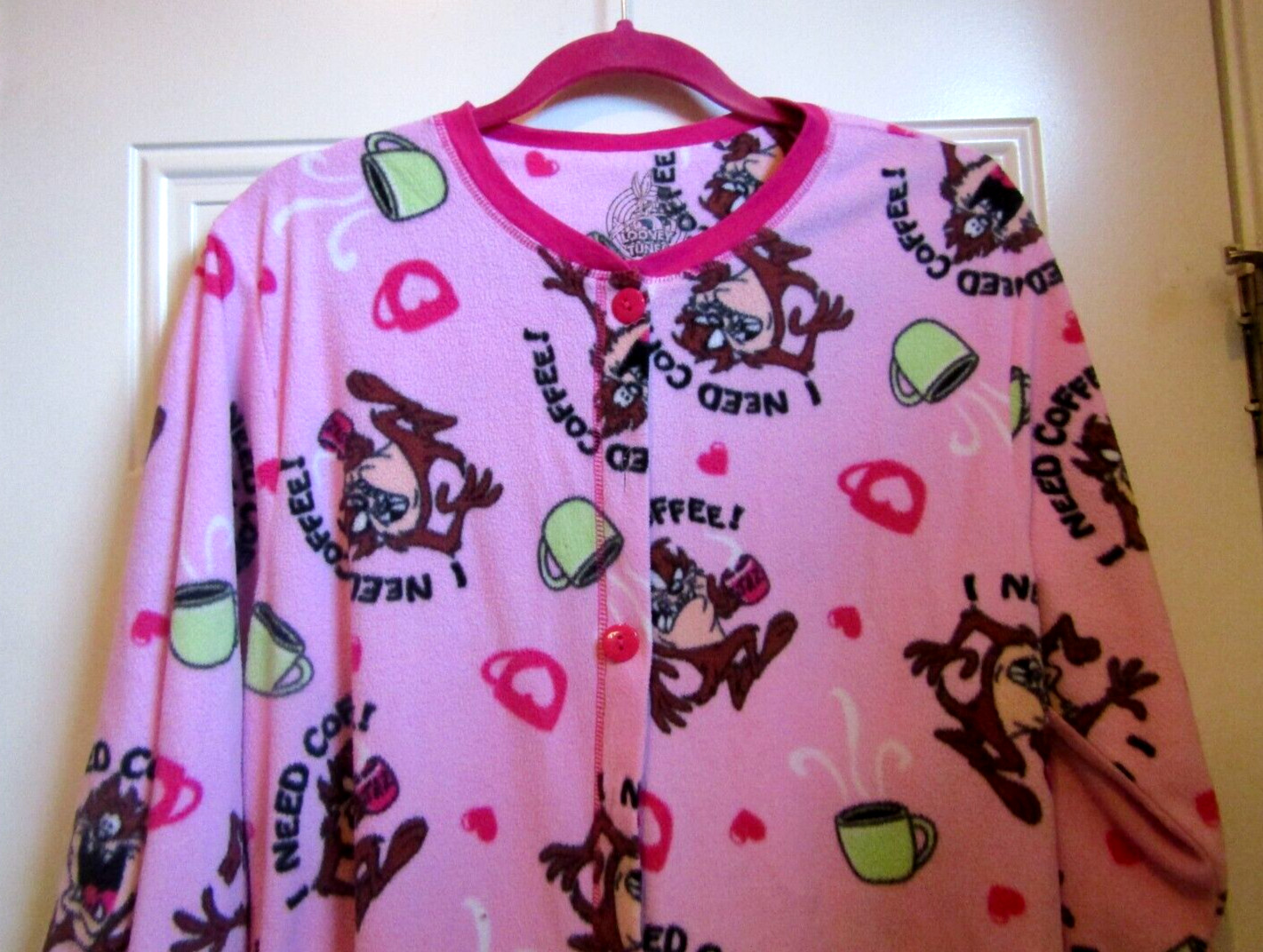 Taz Looney Tunes Sleepwear One Piece Pink Tasmanian D… - Gem