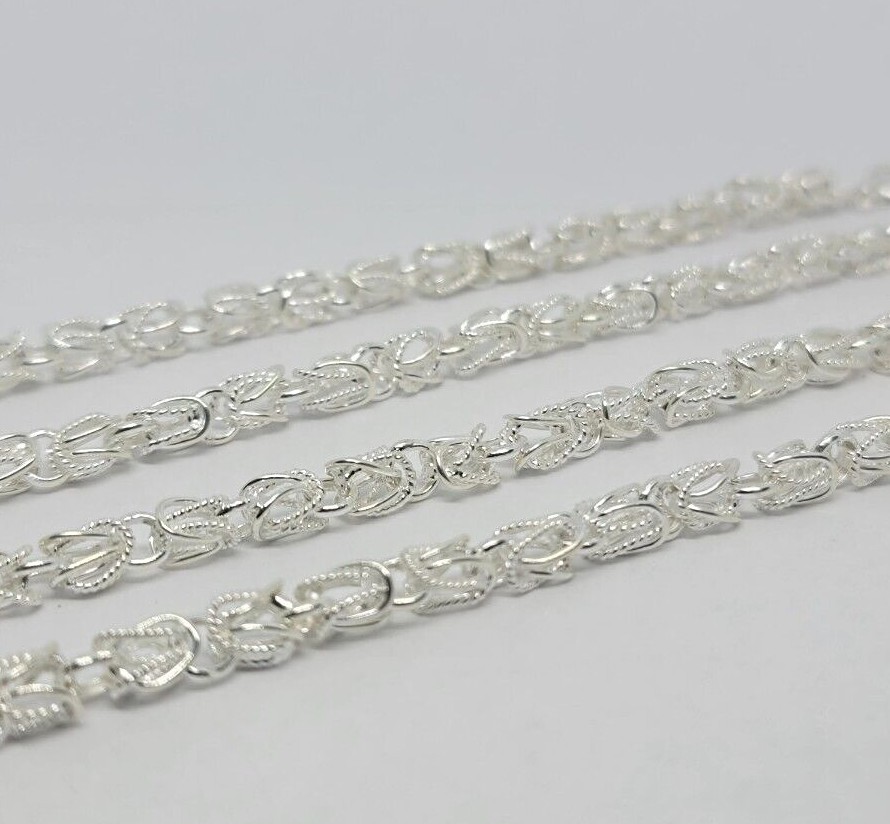 925 Sterling Silver Turkish Chain High Quality Necklace Bracelet 4mm ...