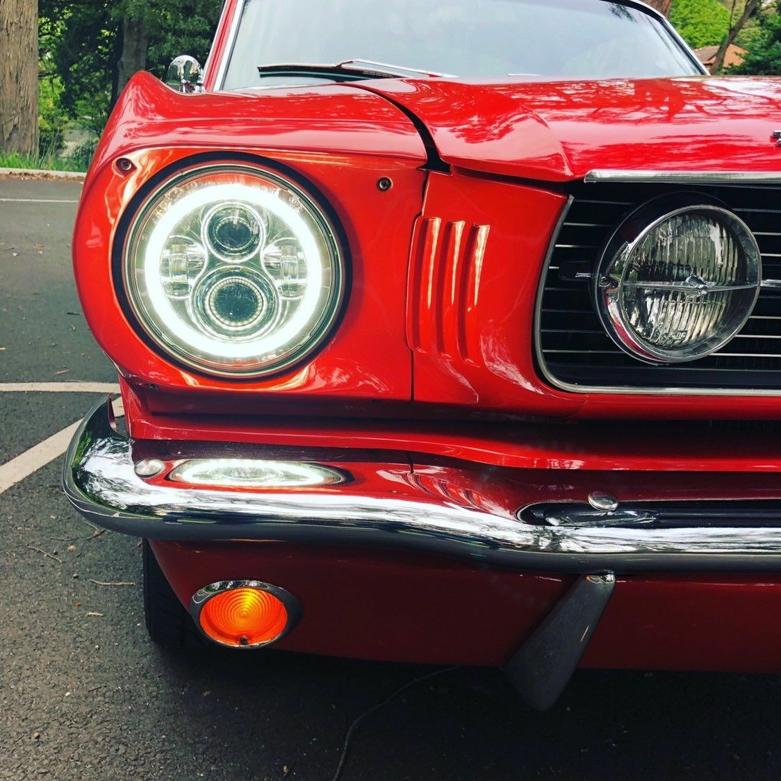 Ch 7" LED Headlights GREEN WHITE Ford Mustang 1966 1967 1968 1969 1970 ...