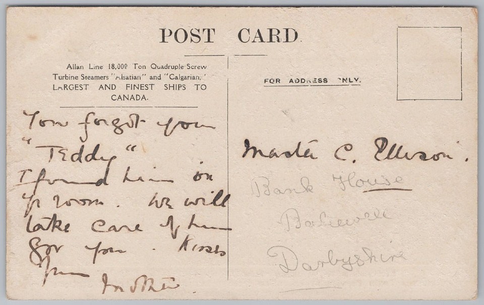 SS CALGARIAN & SS ALSATIAN Allan Line Ships Postcard | eBay