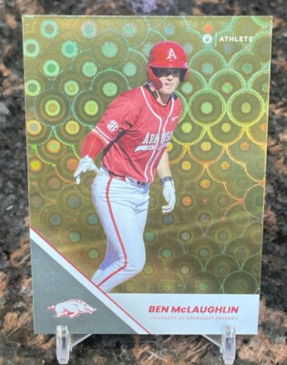 Onit 2024 Arkansas Razorbacks Baseball NIL Ben McLaughlin Gold Holo #69 ...