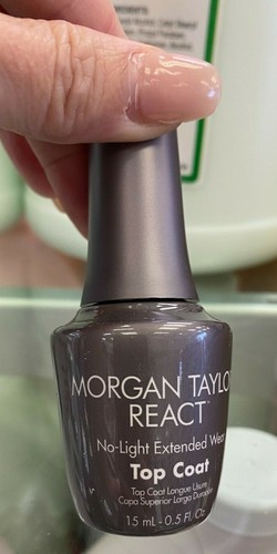 Morgan Taylor React NEW top coat /base coat No-light extended wear 15ml ...