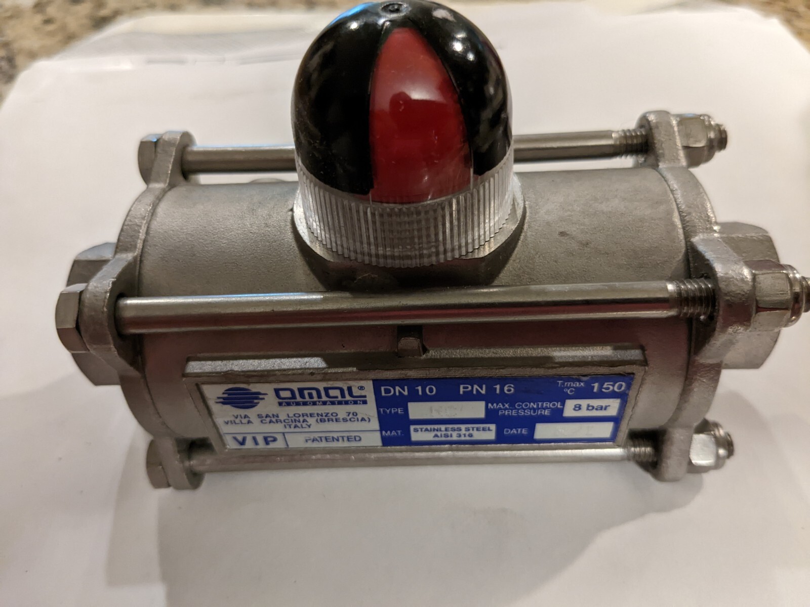 3/8" NPT FAIL CLOSE PNEUMATIC BALL VALVE BY OMOL WITH LOCAL INDICATOR ...