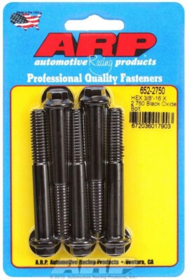 ARP 652-2750 Bolts, 3/8-16 in. Hex, Chromoly, Black, RH Thread, Set of ...