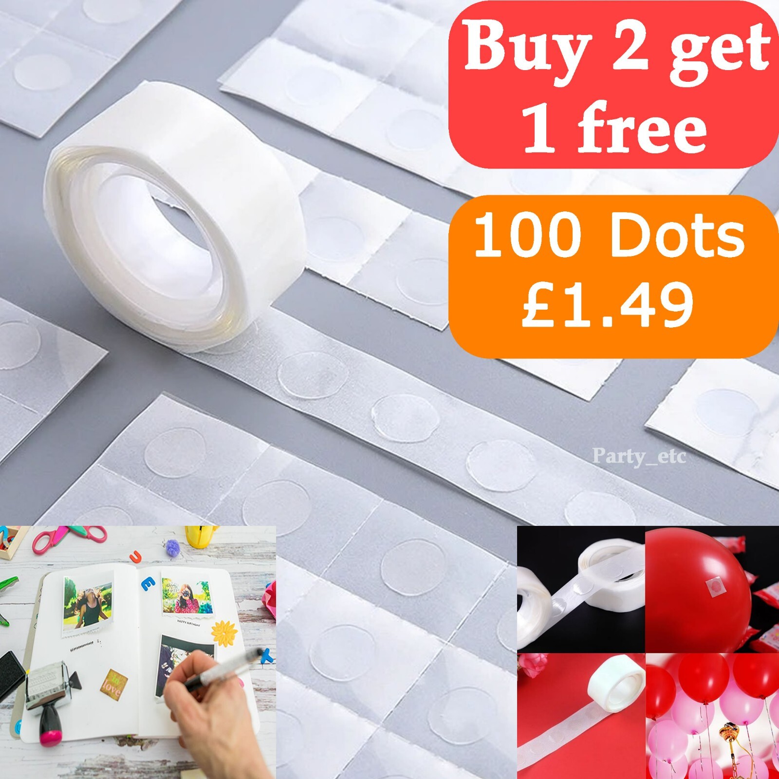 Craft Adhesive Dots Tape DIY Balloon Double Sided Glue Sticky Tack ...