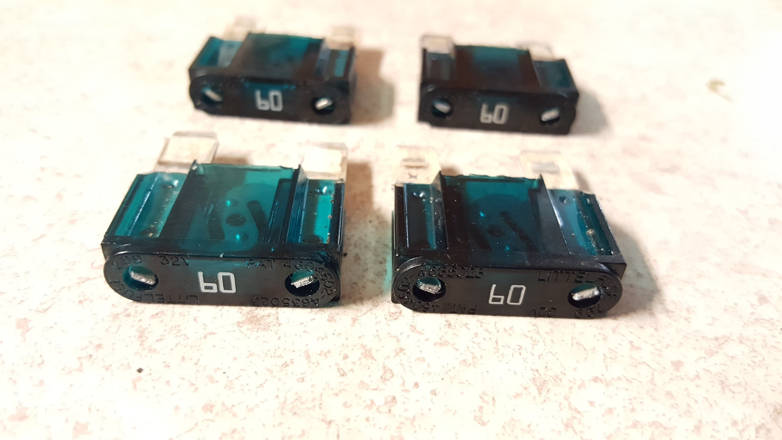 Littlefuse qty 4 auto fuse 4604602-4635023 299 32V 60amp 60a green a357 ...