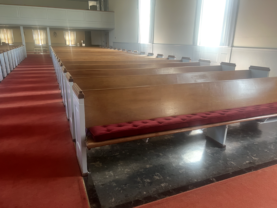 Walnut Church Pews with Red Cushions 9 ft. | eBay