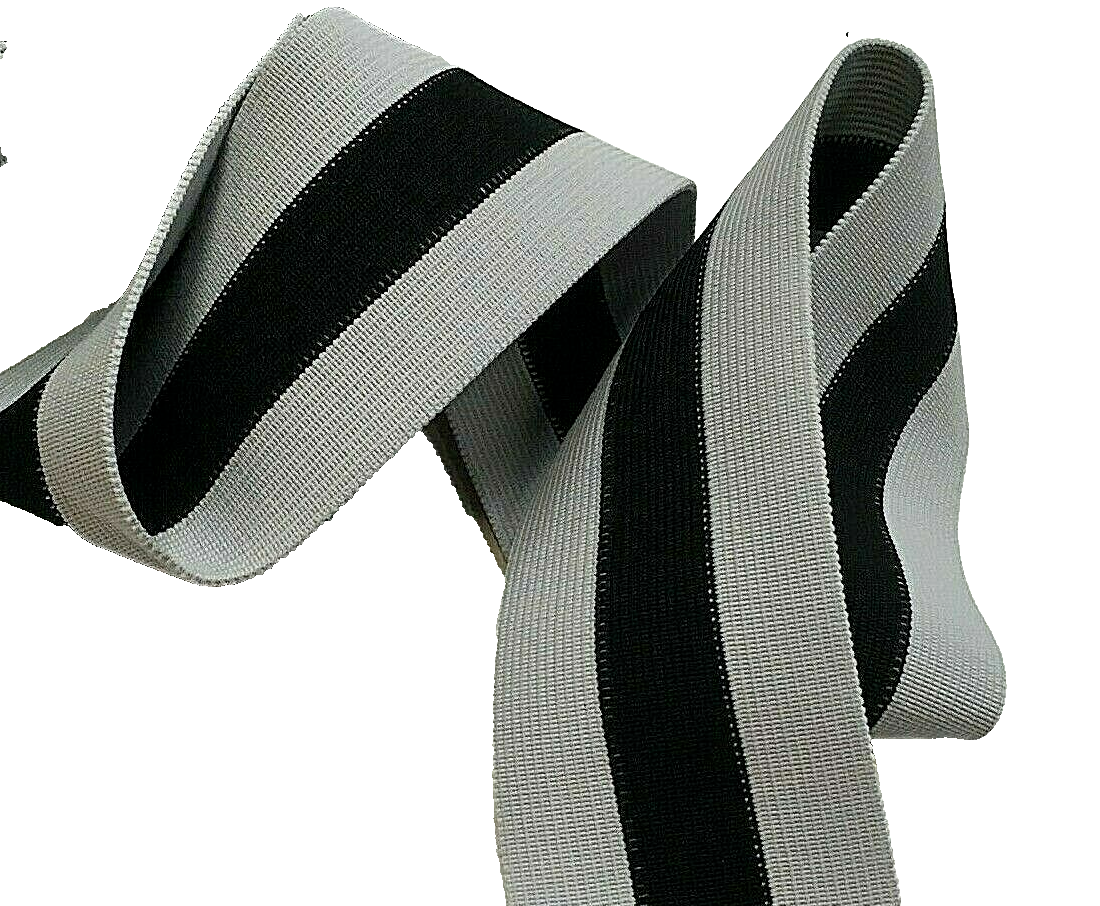 Non Roll Waistband Elastic Stripe 2-1/2" Gray Black Grey 5 yds #NR32 | eBay