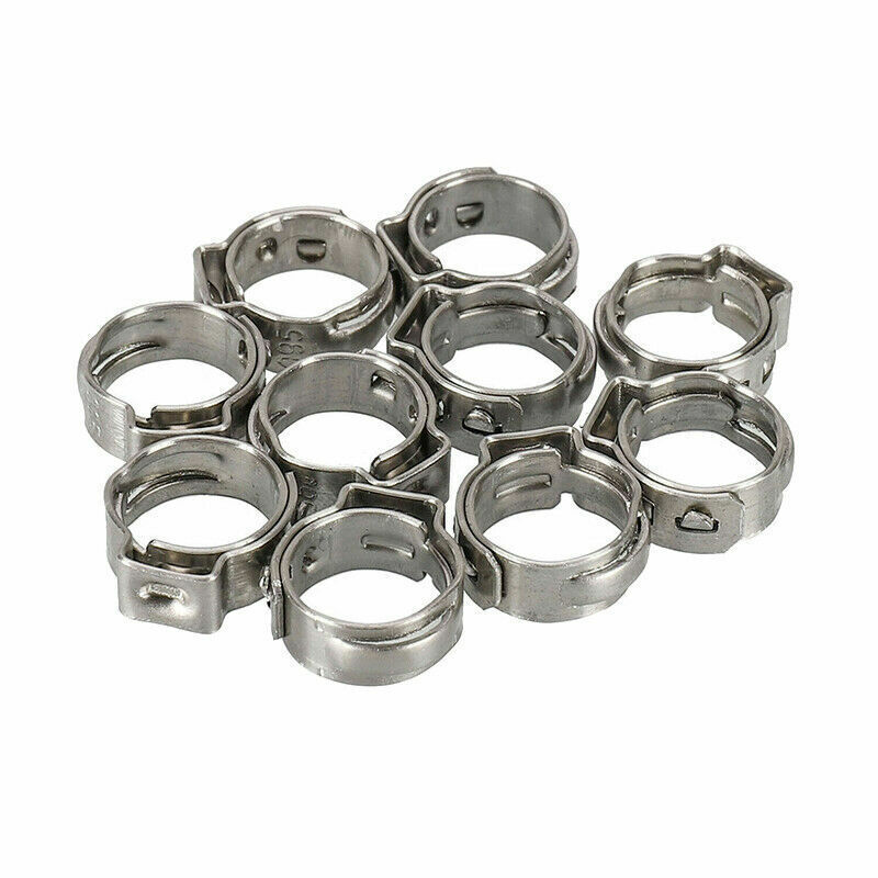 10/100X 304 Stainless Steel Single Ear Hose Clamps Assortment Water ...