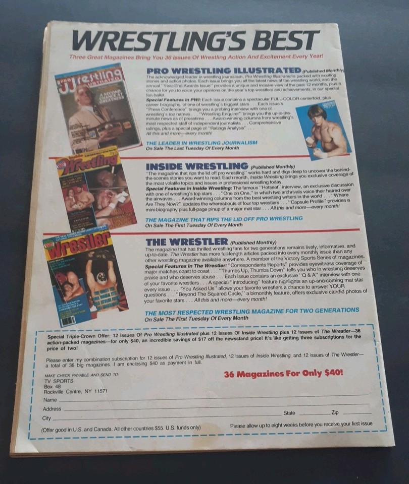 July 1984 Inside Wrestling Ric Flair Rick Martel Magazine | eBay