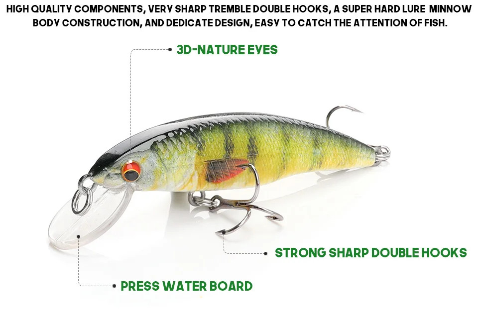 Fishing Lure Set Of Wobblers Pike Perch Floating Minnow Lures ...