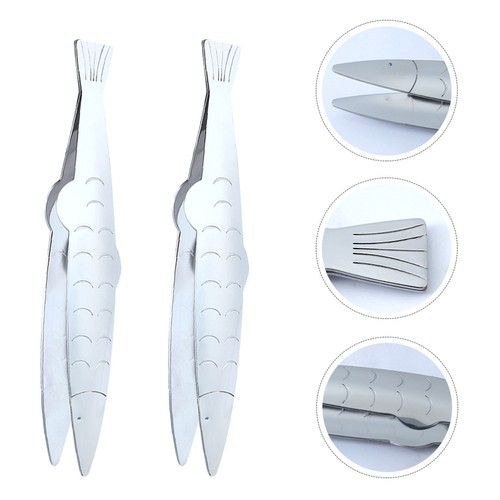 2 Pcs Food Tweezers Stainless Steel Fish Bone Puller Bones Kitchen ...
