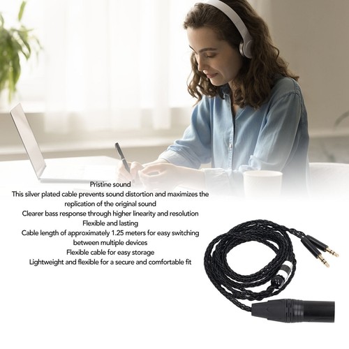 Headphone Upgrade Replacement Cable 8 Core Silver Plated 4 Pin XLR ...