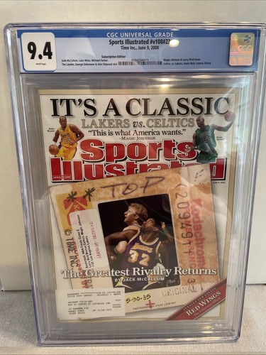SPORTS ILLUSTRATED JUNE 9, 2008 CGC 9.4 LARRY BIRD & MAGIC JOHNSON KOBE ...