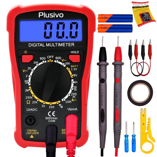 Digital Multimeter 2000 Counts AC DC Volt Ohm Amp Tester w/ Test Probes ...