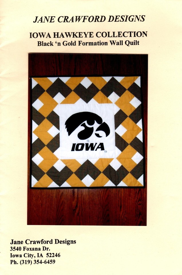 Iowa Hawkeye Black & Gold Wall Hanging Quilt Sewing Pattern Uncut | eBay